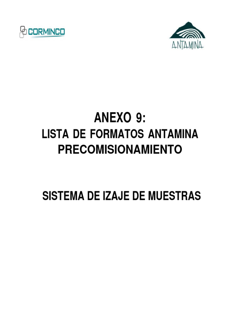 Formatos Antamina: Precomisionamiento | PDF