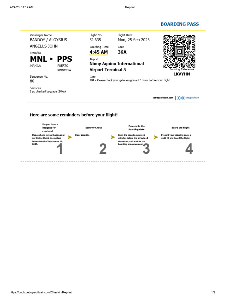 Boarding Pass - MNL - PPS PDF | PDF
