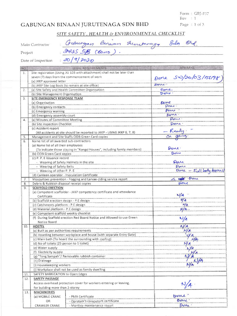 9 Hse Checklist | PDF