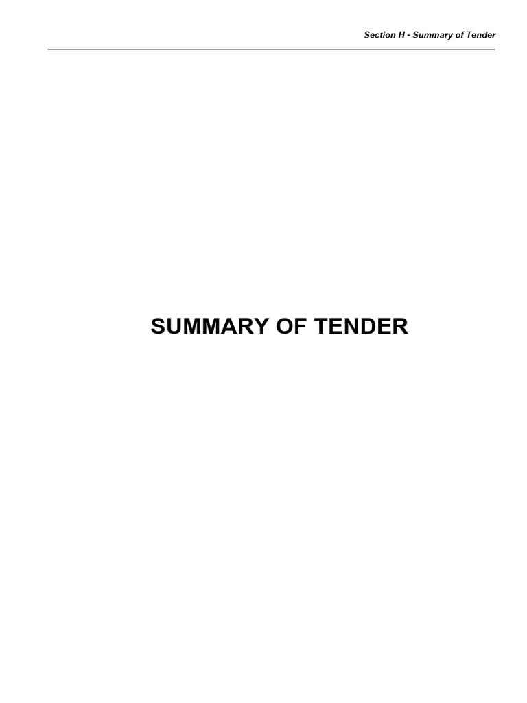 Section H - Summary of Tender | PDF