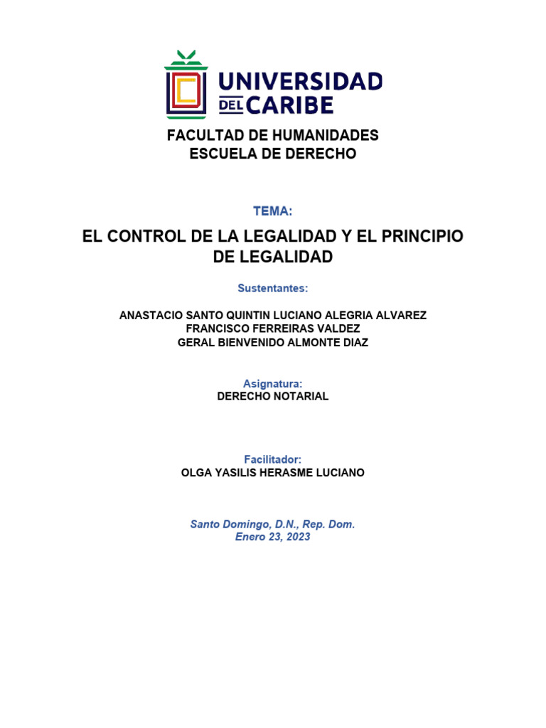 Control y Principio de Legalidad | PDF | Ley procesal | Constitución