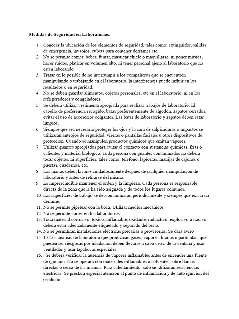 Reglas de Laboratorio | PDF