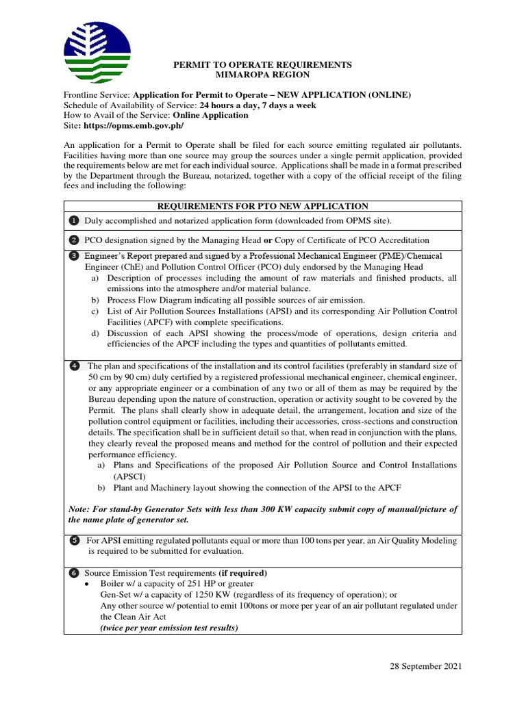 Pto Requirements For New Application | PDF