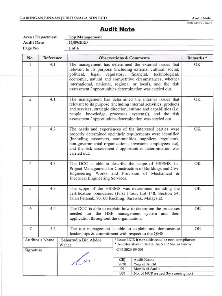 No8 Audit Note 2020 Pdf