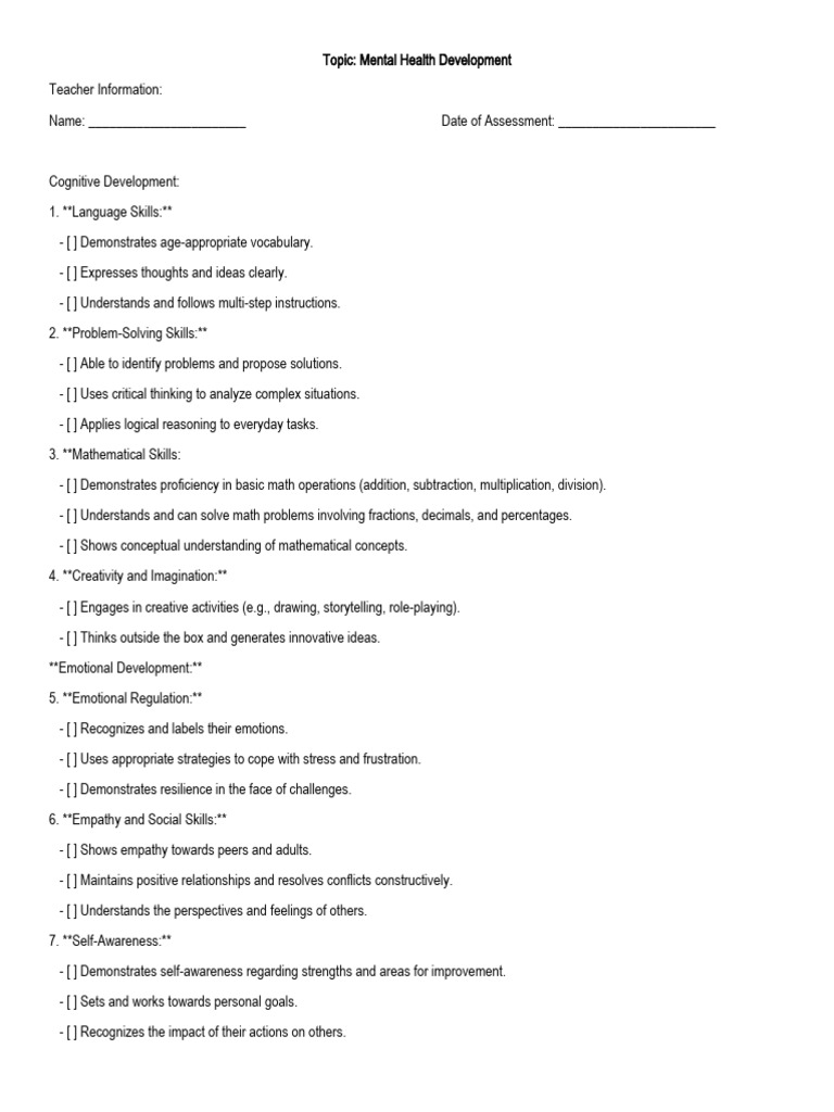 GAD ASSESSMENT CHECKLIST | PDF