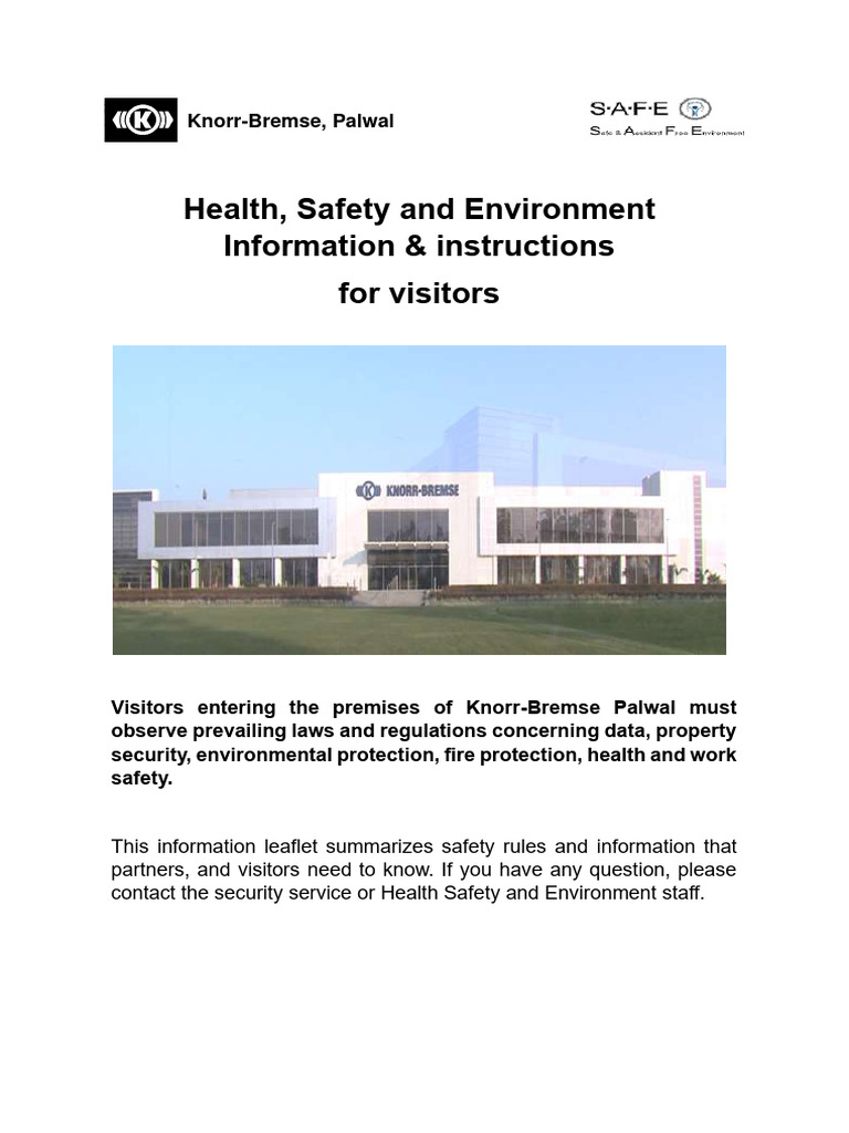 Hse Information Instructions For Visitors | PDF