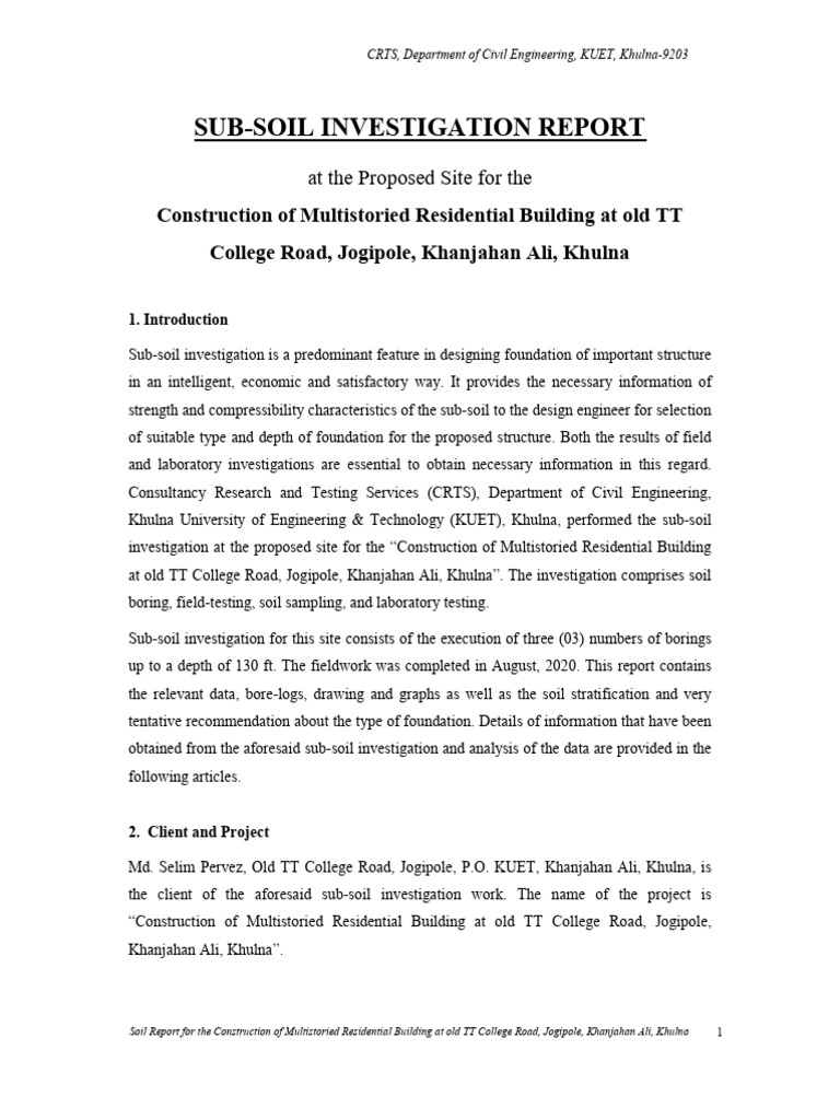 Sub-Soil Investigation Report | PDF