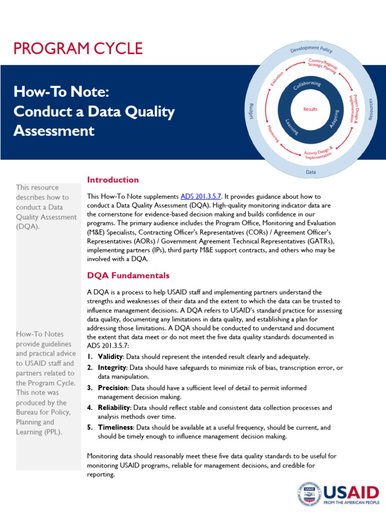 How-To Note - Conduct A Dqa - 022421 2021 02 24 02 Final | PDF | United ...