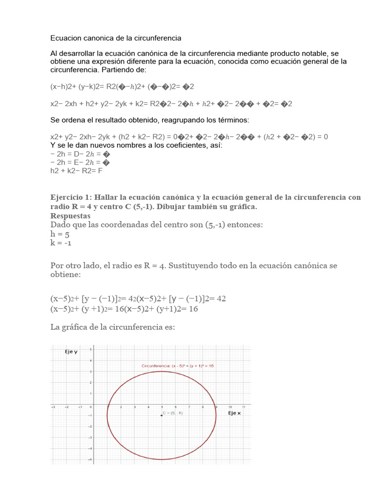 Ecuacion Canonica de La Circunferencia (Reparado) Oxpi | PDF