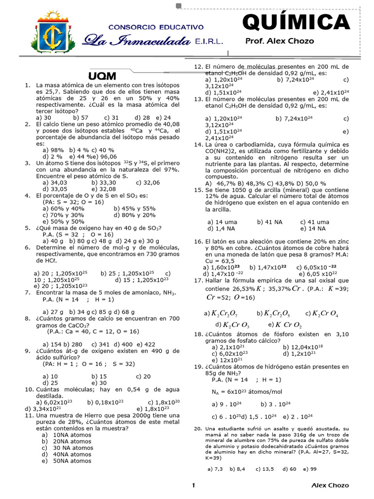 Práctica de Uqm 2023 | PDF | Química Física | Moléculas