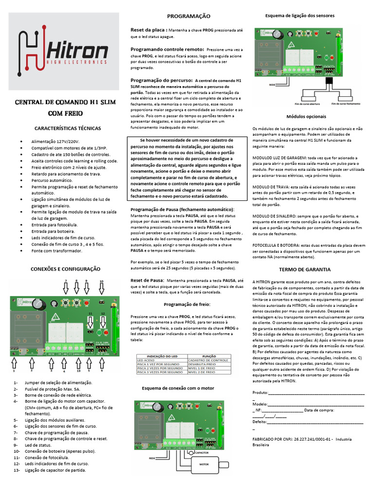 Manual da Central Hitron H1 Slim | PDF | Diodo emissor de luz | Bens ...