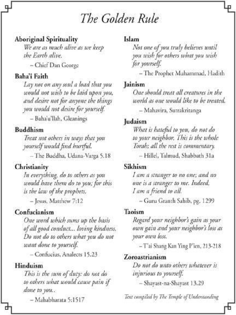 Comparative Religions - Golden Rule | PDF