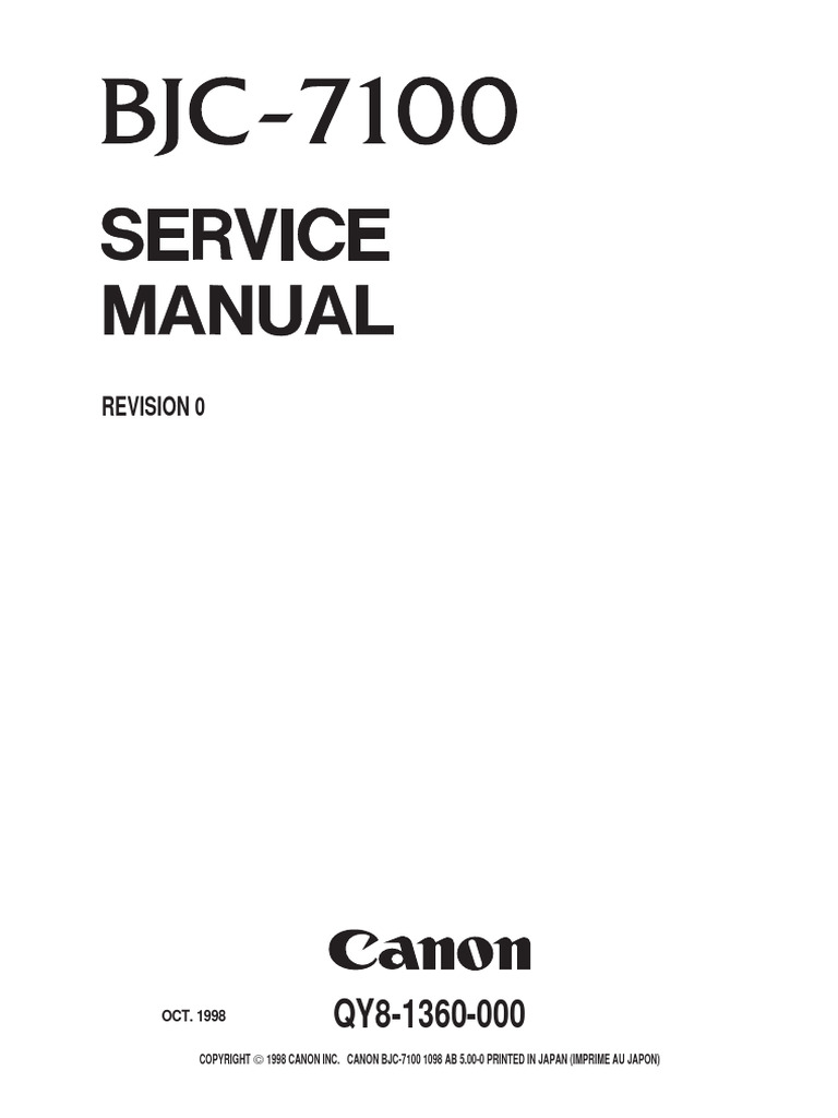 Canon BJC-7100 Service Manual | PDF | Printer (Computing) | Printing