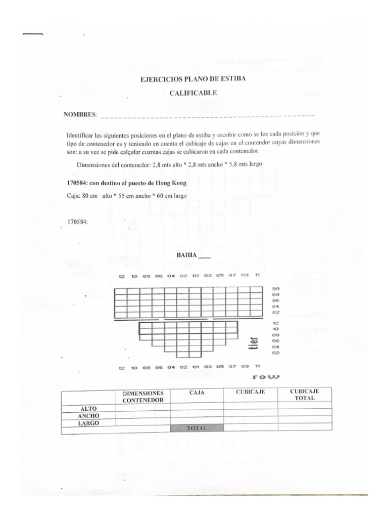 Ejercicios Plano de Estiba | PDF