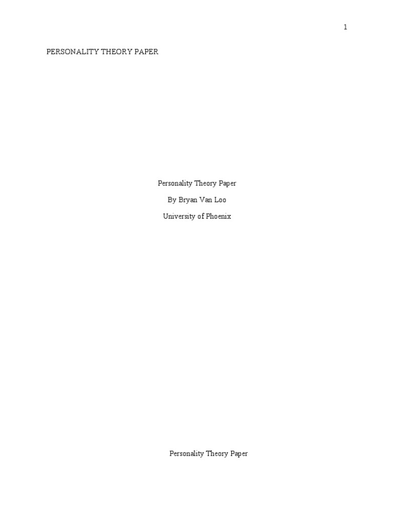Personality Theory Paper FINAL | PDF | Personality Psychology | Social ...