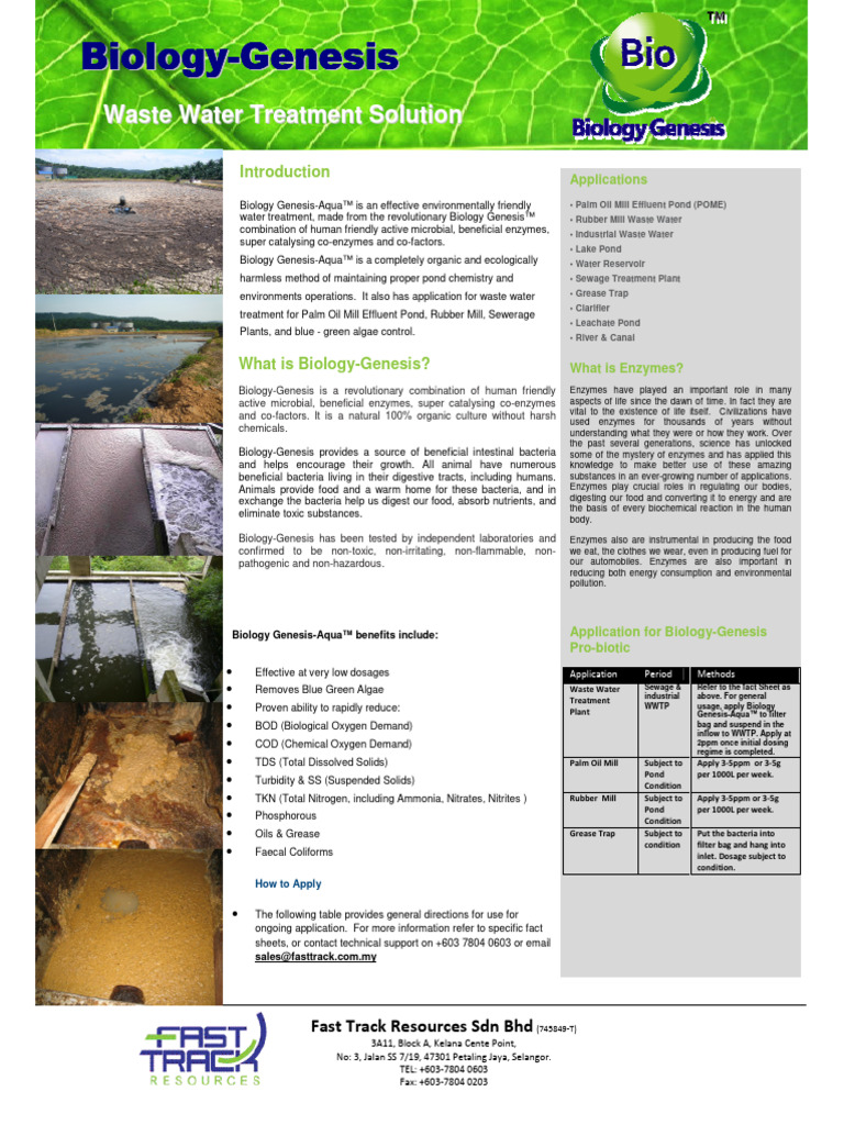 Bio Genesis Waste Water Treatment | PDF