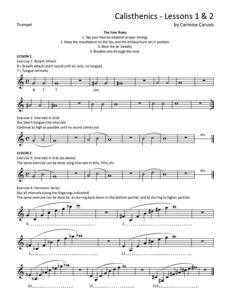 Caruso Calisthenics Trumpet 1 | PDF