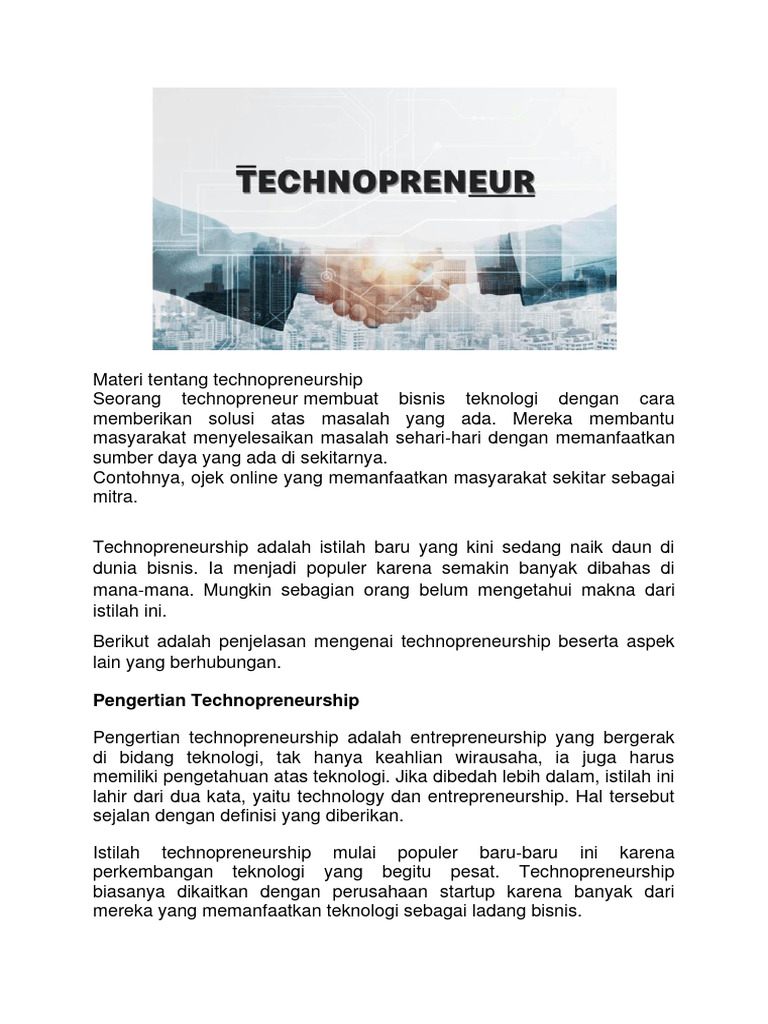 Materi Technopreneurship | PDF