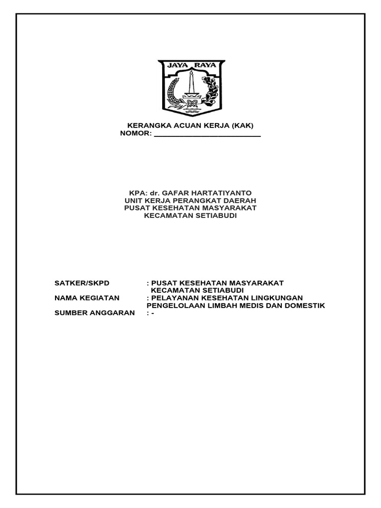 Kak Program Kesling 2023 - Pengelolaan Limbah Medis Dan Domestik | PDF | Sains & Matematika