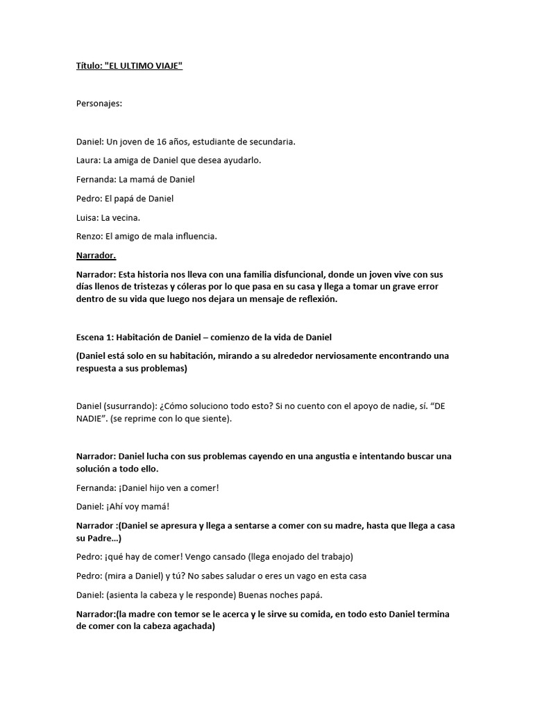 Guion Teatral (El Ultimo Viaje) | PDF | Artes del Lenguaje y Comunicación