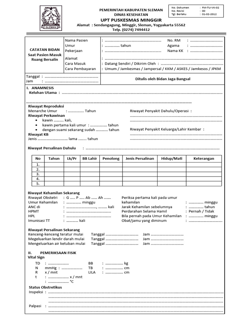 FM VK 02 ADMISSION MASUK Hal 1 | PDF