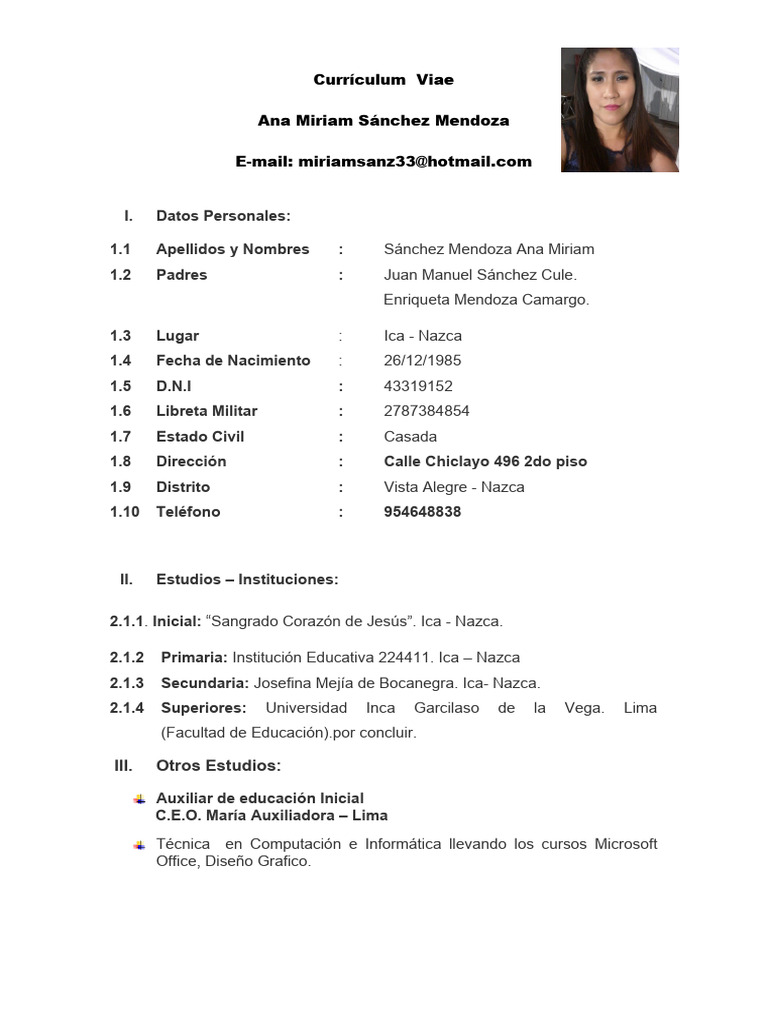 Curriculum Ana Sanchez Mendoza | PDF