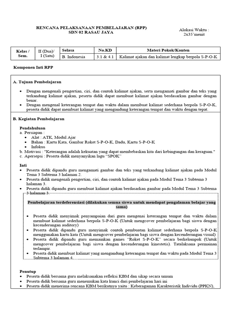 Modul Ajar Spok | PDF