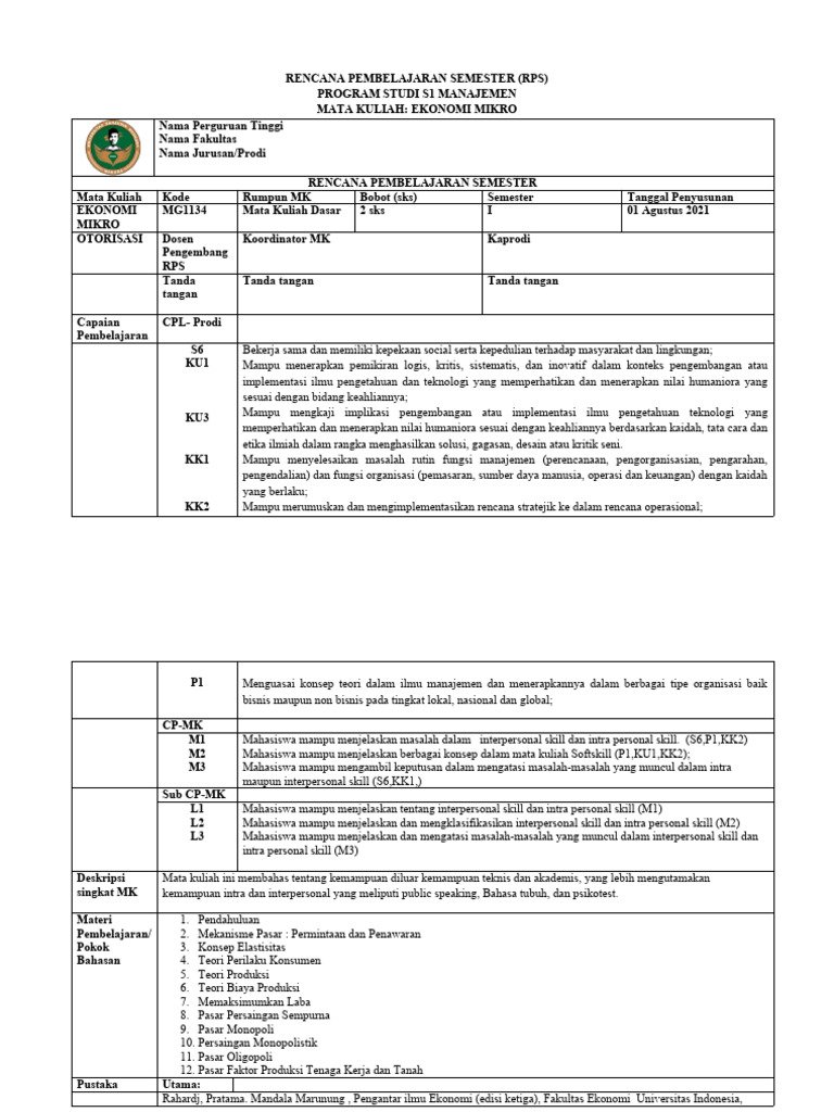 Rps Mikro Ekonomi Bu Najia | PDF