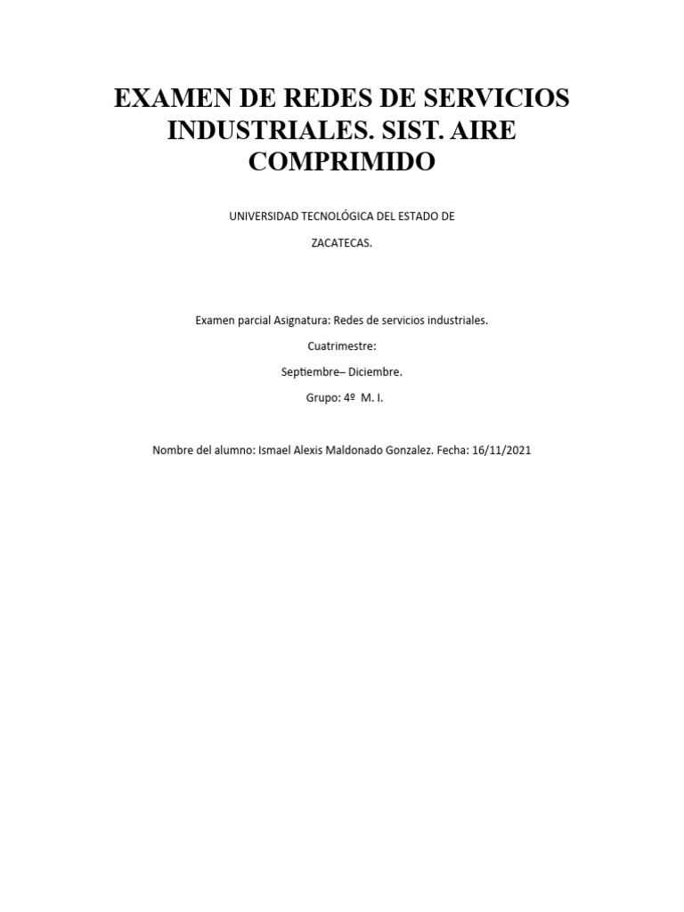Examen de Redes de Servicios Industriales | PDF