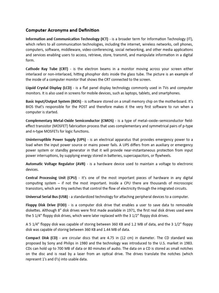 Computer Acronyms and Definition | PDF