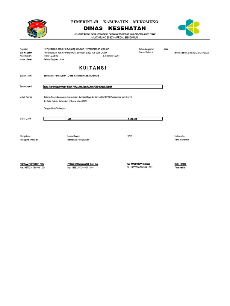 Contoh Kuitansi Listrik | PDF