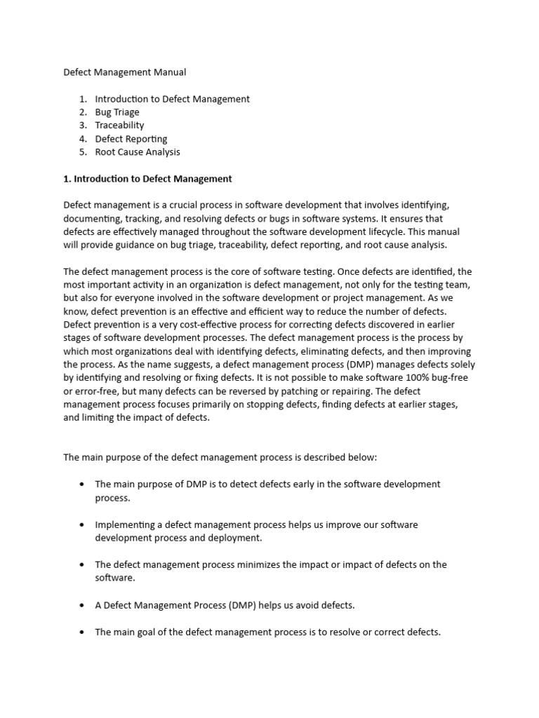 Defect Management Manual | PDF | Software Bug | Software Testing