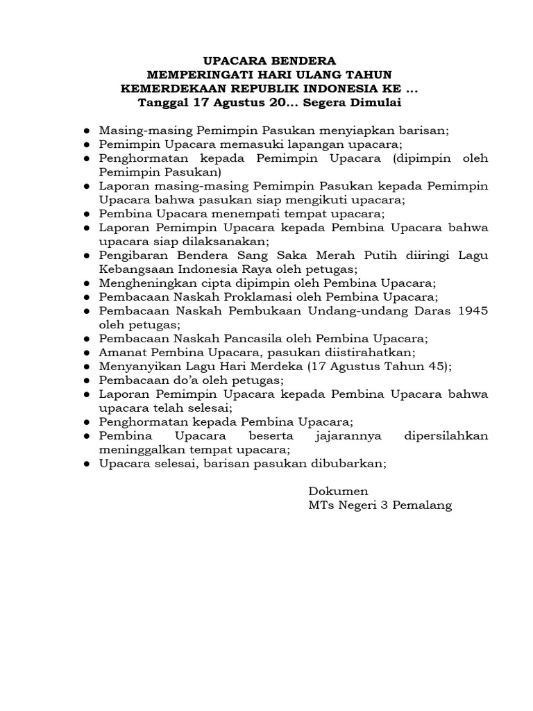 Teks MC Upacara 17 Agustus | PDF | Perjalanan | Seni