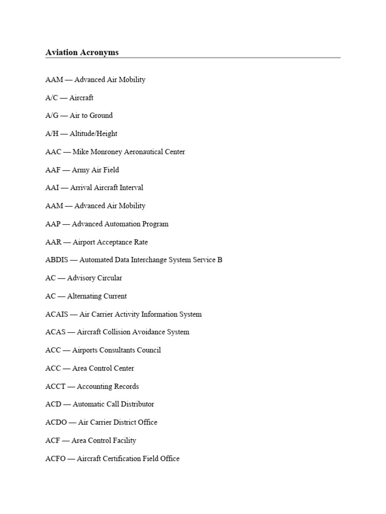 Aviation Acronyms Reference Guide | PDF