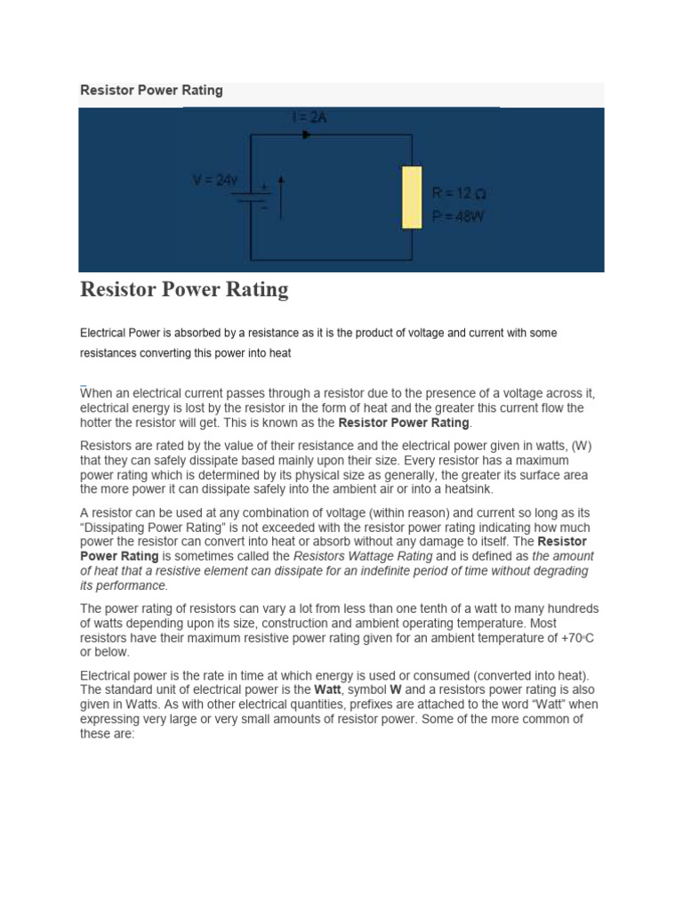 Resistor Power Rating | PDF