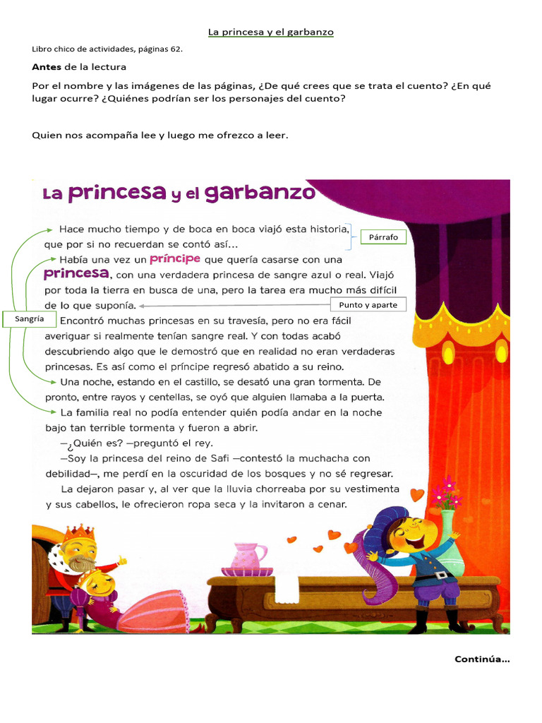 Actividades del cuento "La princesa y el garbanzo" | PDF