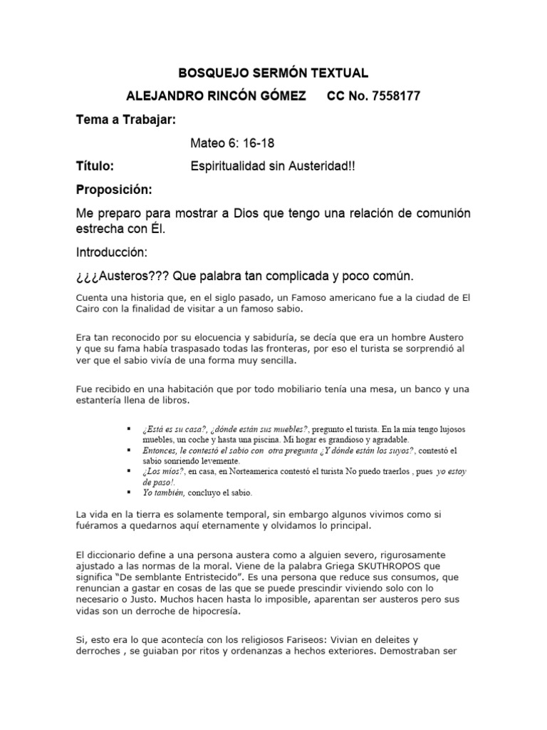 Bosquejo Sermón Temático | PDF