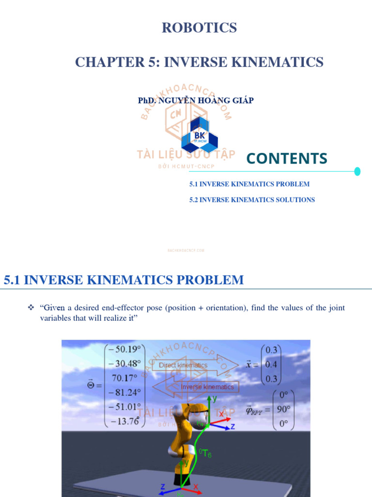 NHG Lecture Robotics 5 Inverse Kinematics | PDF
