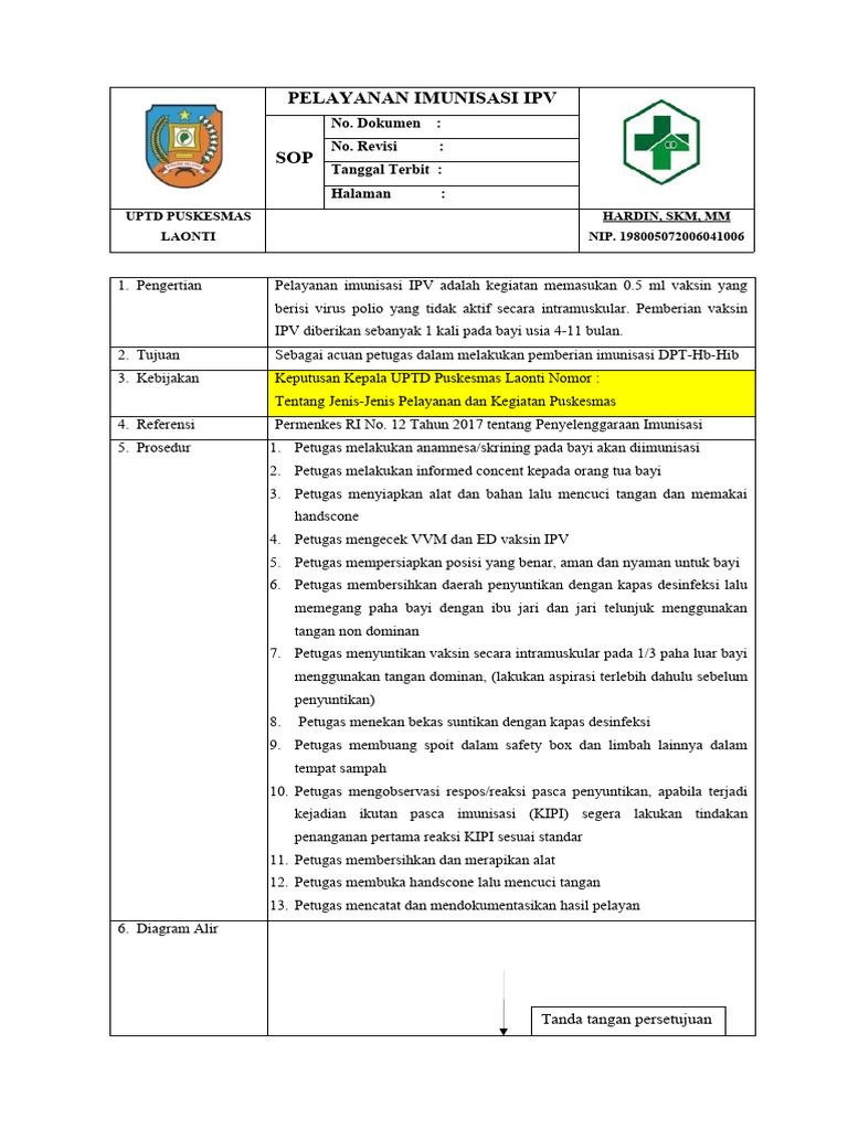 Sop Pelayanan Imunisasi Ipv | PDF