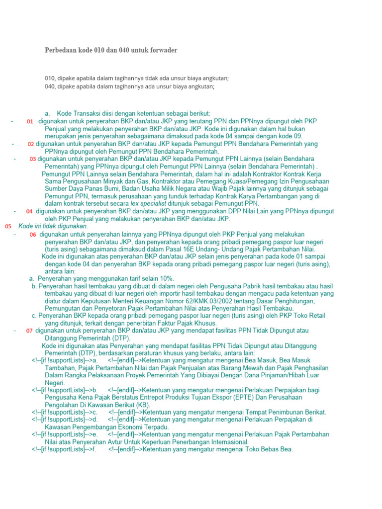 Perbedaan Kode 010 Dan 040 Untuk Forwader | PDF