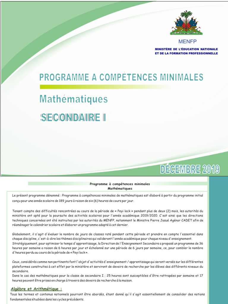 Maths Secondaire 1 (NS I) | PDF