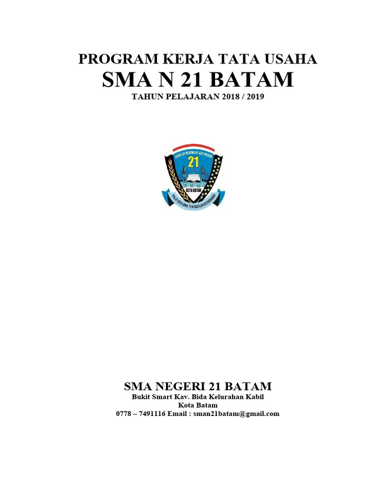 Program Kerja Tata Usaha SMAN 21 Batam 2018-2019 | PDF | Bisnis ...
