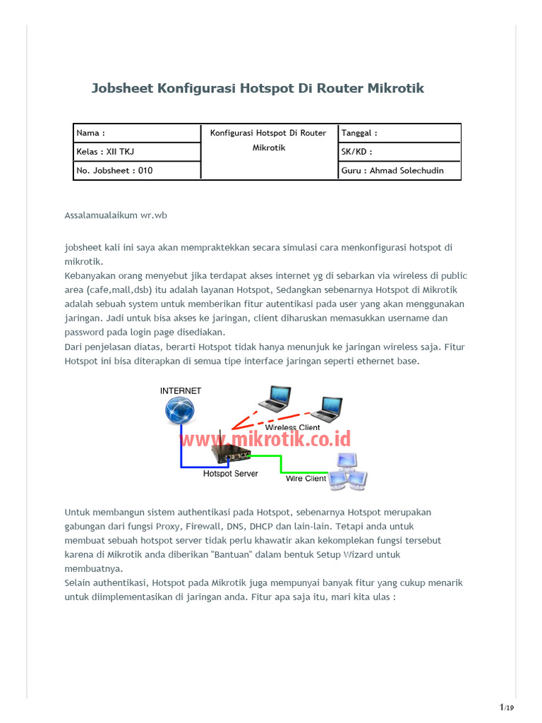 Konfigurasi Hotspot Di Router Mikrotik | PDF