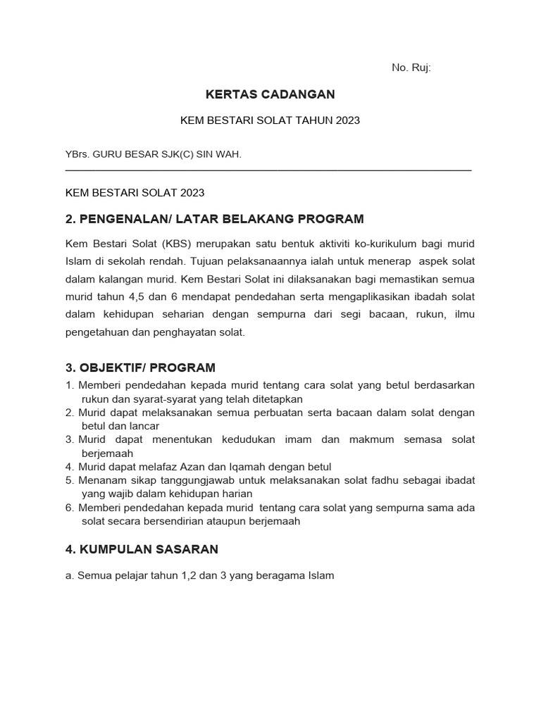 Kertas Kerja Kbs 2023 | PDF