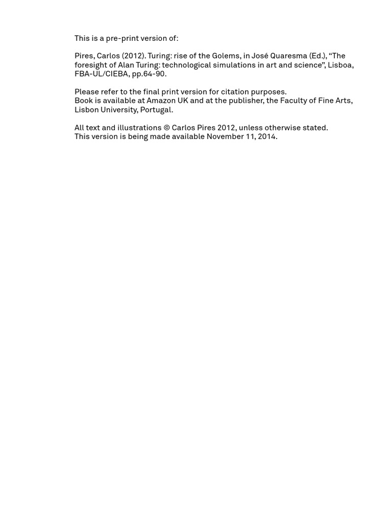 Turing Rise of The Golems | PDF | Computers | Technology & Engineering