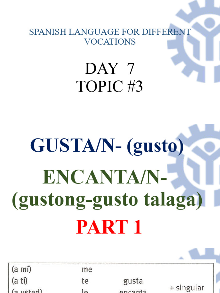 Day 7 - Lec 3 - Gustar y Encantar Part 1 | PDF