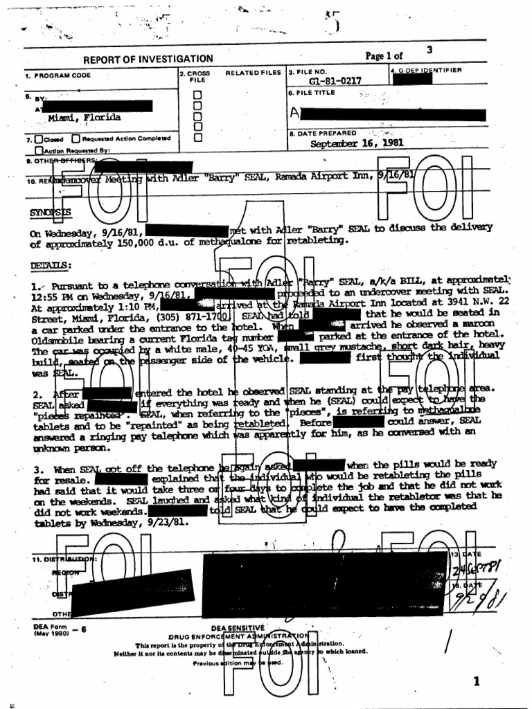 Barry Seal DEA File | PDF