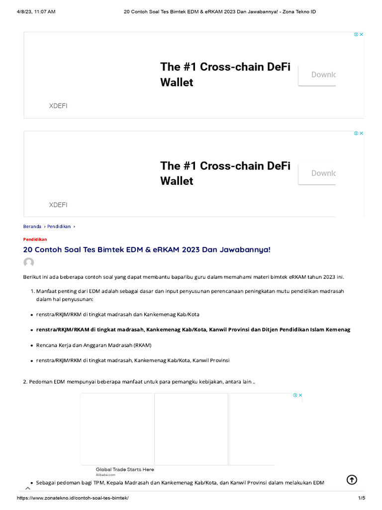 20 Contoh Soal Tes Bimtek EDM & eRKAM 2023 Dan Jawabannya! | PDF