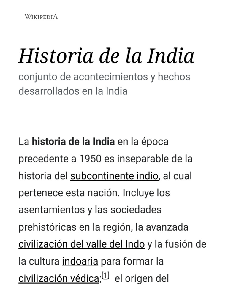 Historia de La India - Wikipedia, La Enciclopedia Libre | PDF