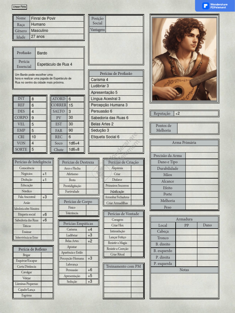 Ficha Finral de Povir - The Witcher TRPG | PDF